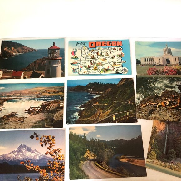 Office | Vintage Oregon Jumbo Postcards 195s Lot 9 Map Capital ...